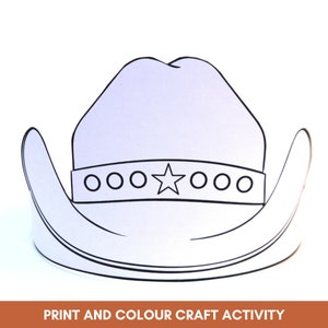 Cowboy Hat Paper Crown, Printable Kids Craft, Wild West Costume Party ...