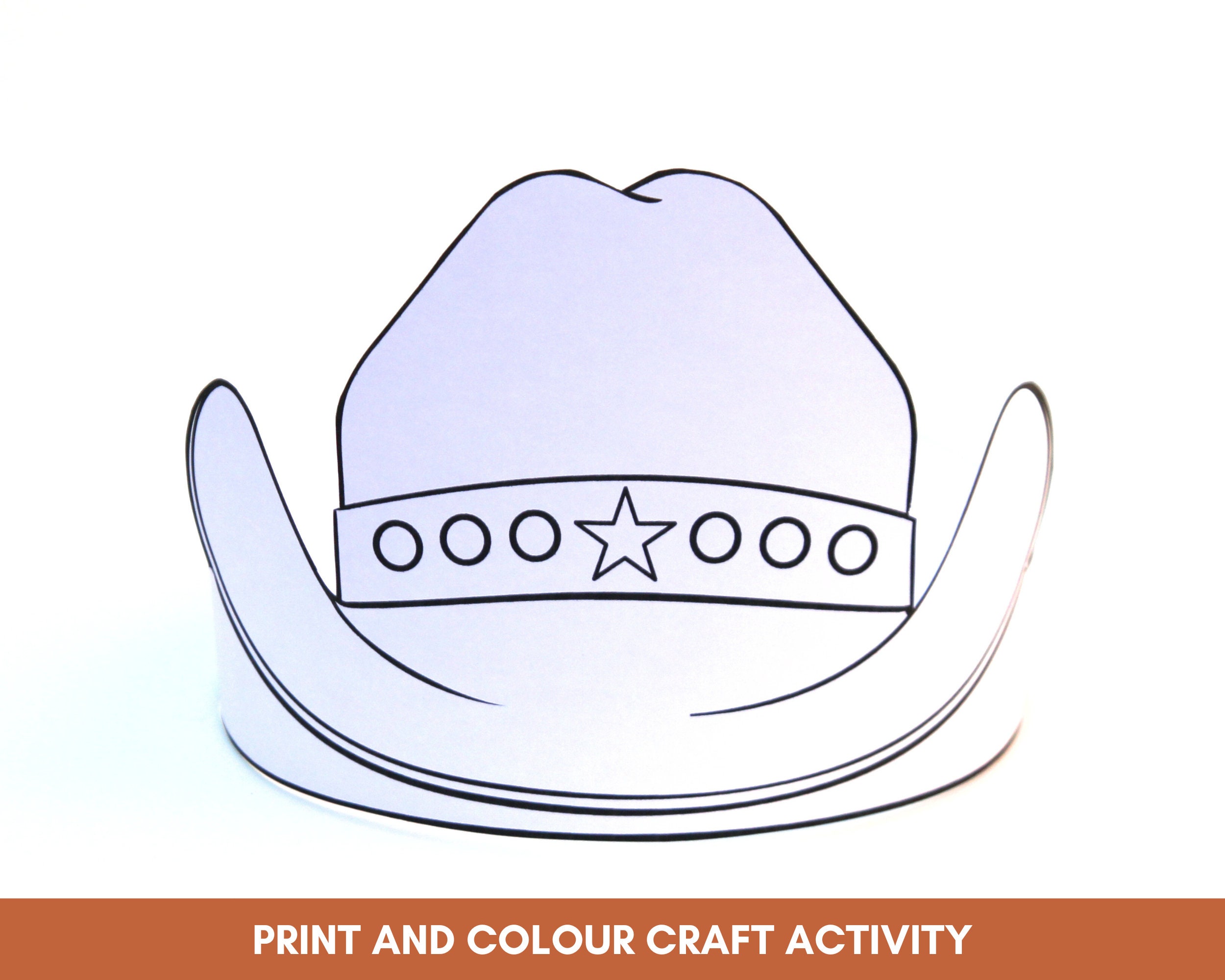 Cowboy Hat Paper Crown, Printable Kids Craft, Wild West Costume Party ...