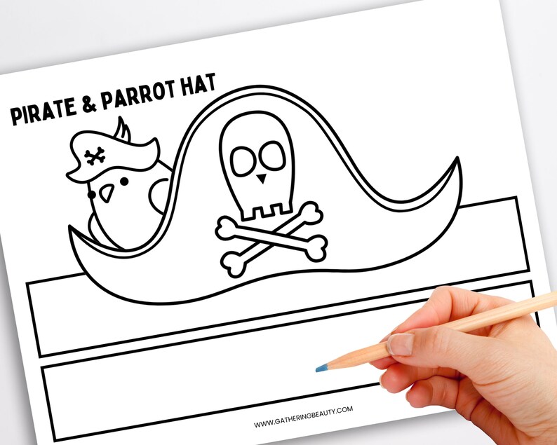 Pirate Hat Paper Crown, Parrot Hat, Printable Template, Pirate Captain ...