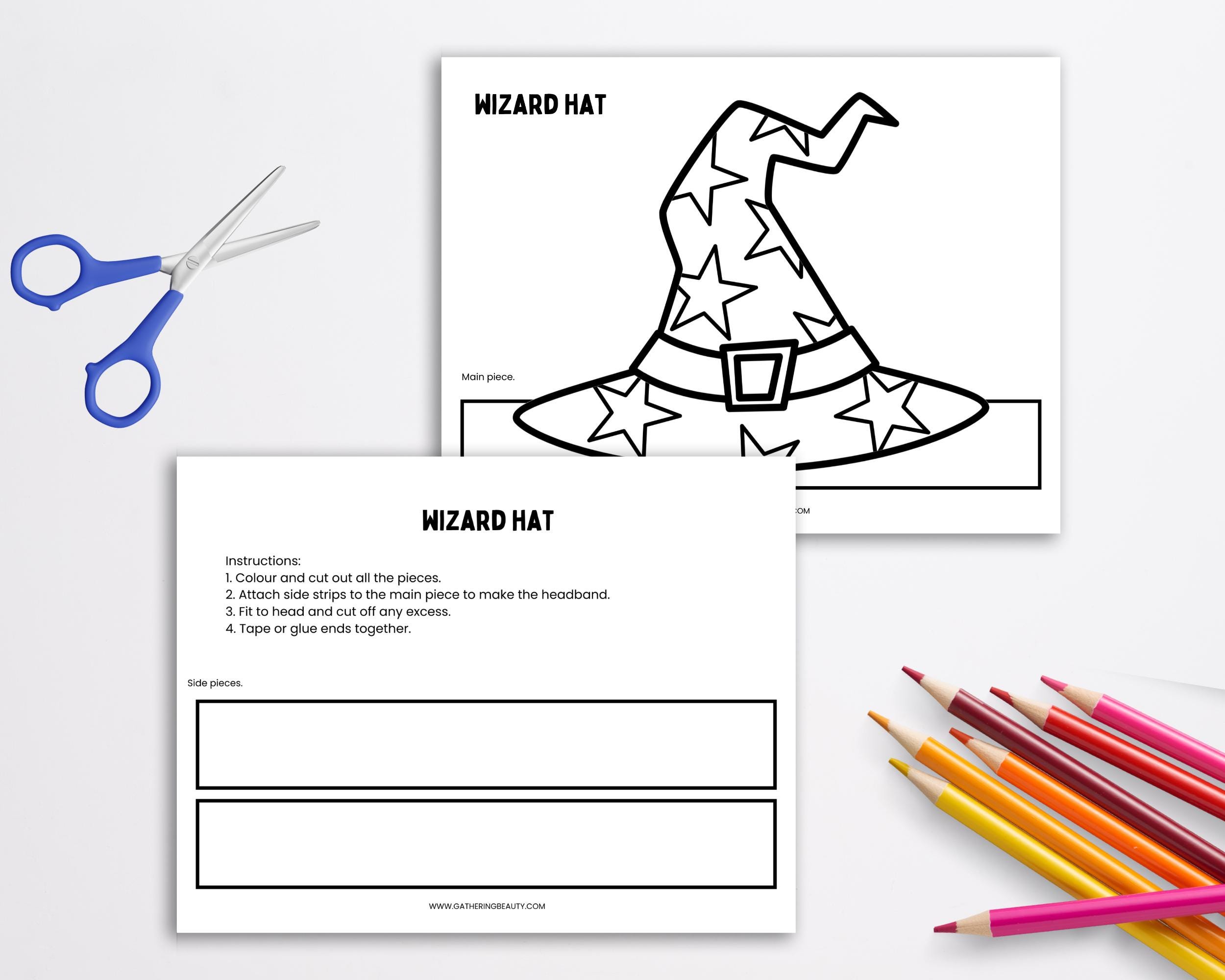 Wizard Hat Paper Crown, Printable Template, Halloween Party Headband ...