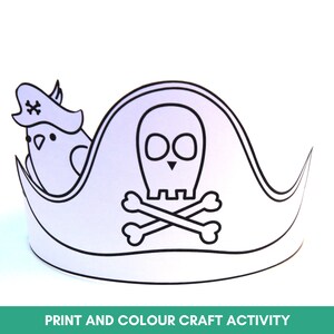 Pirate Hat Paper Crown, Parrot Hat, Printable Template, Pirate Captain ...