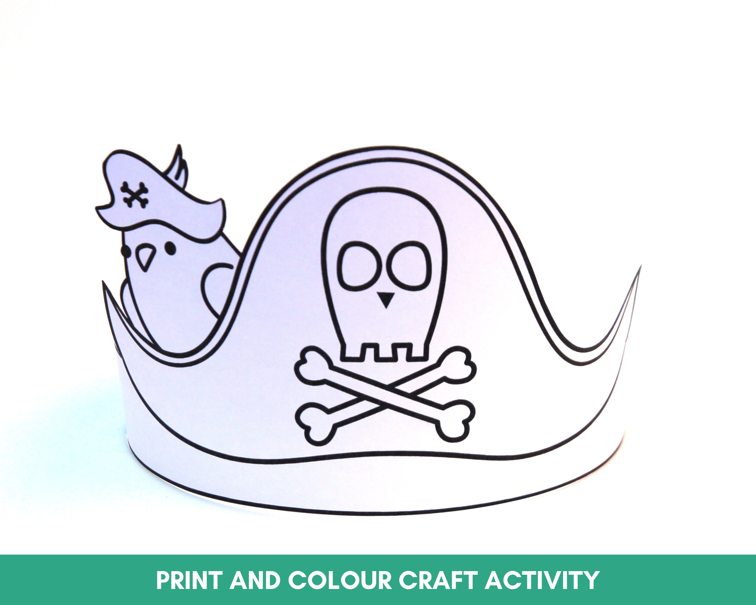 Pirate Hat Paper Crown, Parrot Hat, Printable Template, Pirate Captain ...