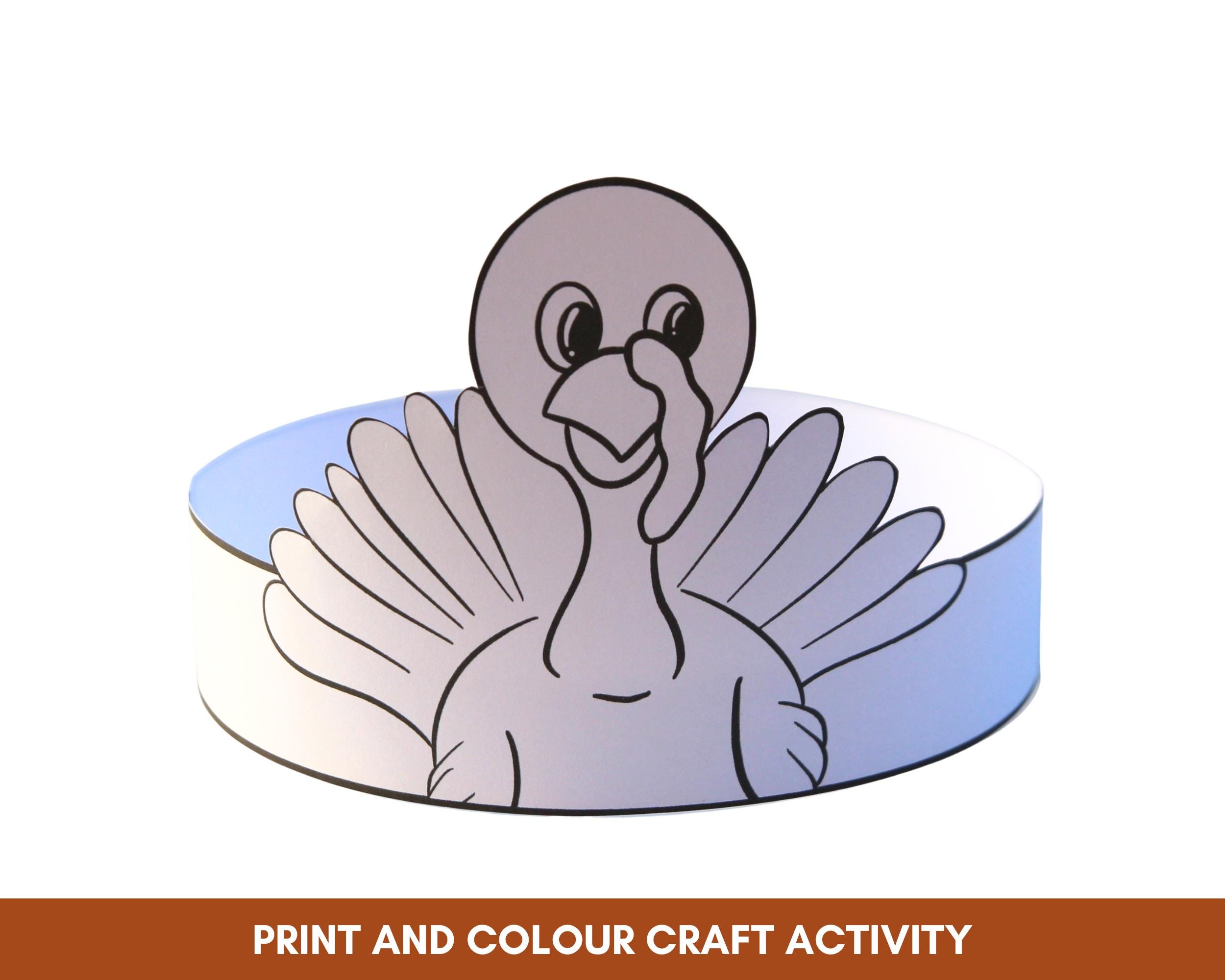 Turkey Paper Hat, Thanksgiving Headband, Printable Craft, Paper Crown ...