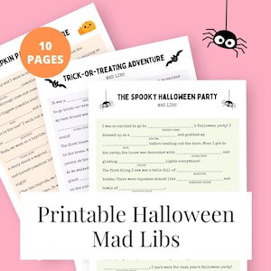 Halloween Mad Libs, Printable Game, Spooky Story, Mad Lib PDF, Fill-in ...