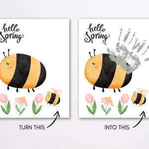 Bee Handprint Craft, Hello Spring Handprint Craft, Handprint Art, Kids ...