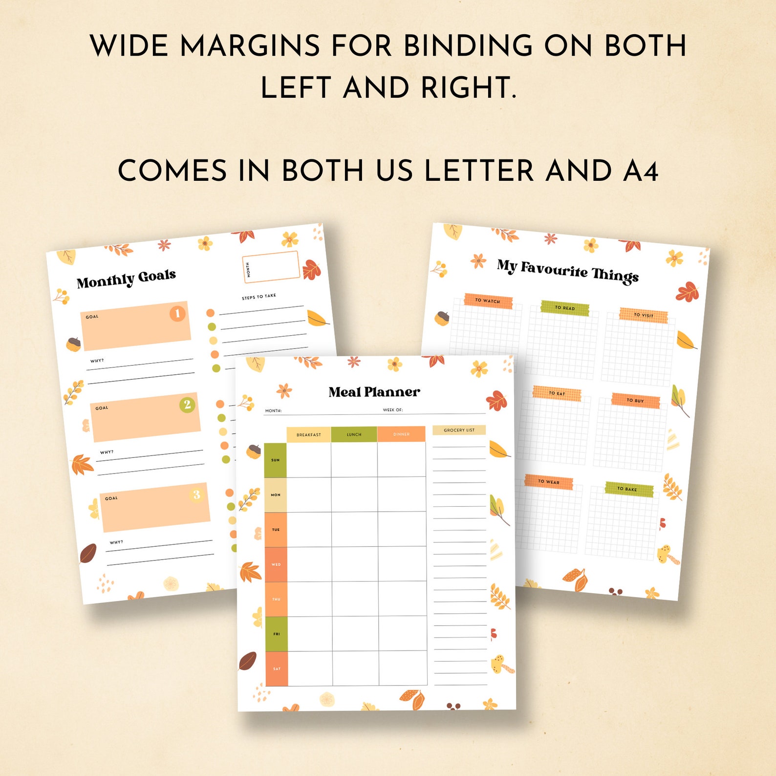Fall Autumn Printable Planner | Printable Fall Planner | Fall ...