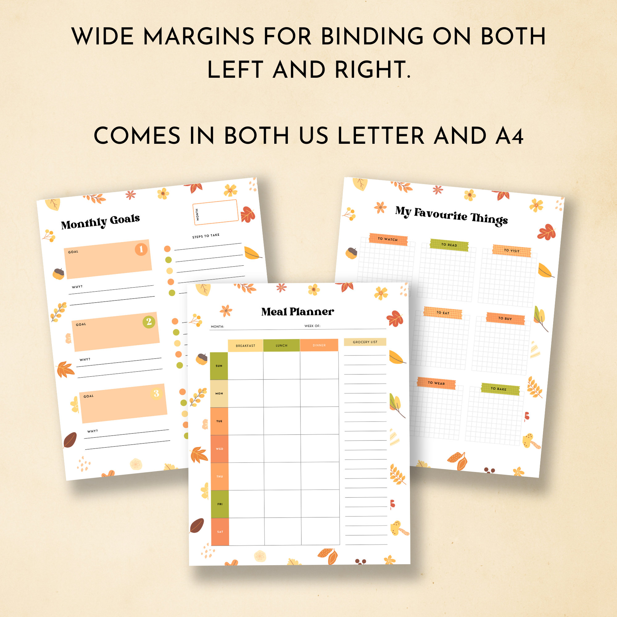 Fall Autumn Printable Planner | Printable Fall Planner | Fall ...