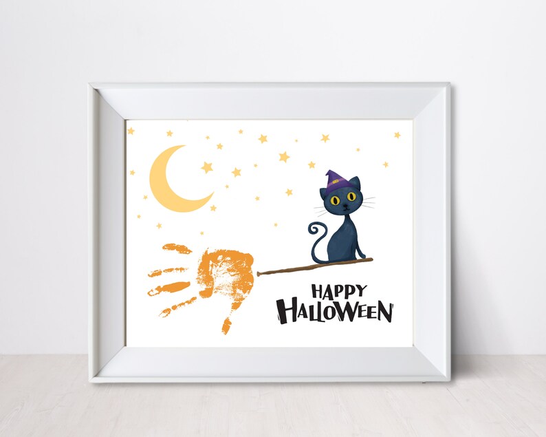 Halloween Handprint Craft, Black Cat Handprint, Handprint Art, Cat ...