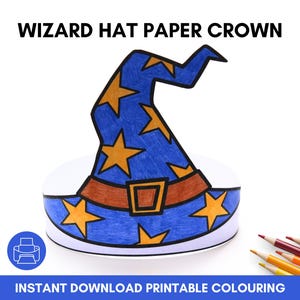 Wizard Hat Paper Crown, Printable Template, Halloween Party Headband ...