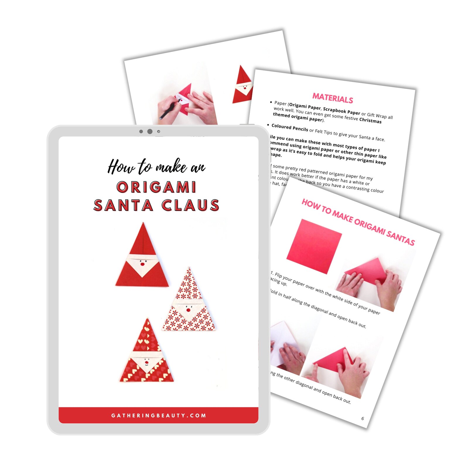 Origami Santa - PDF Digital Download - Christmas Origami - Origami ...