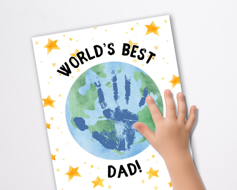 Fathers Day Handprint Craft, Worlds Best Dad, Fathers Day Gift, Fathers ...
