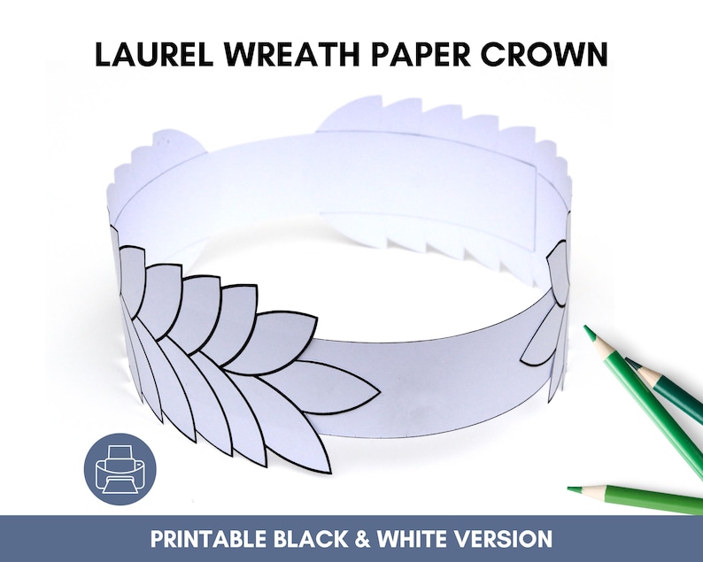 Wreath Crown, Craft Hat for Kids, Printable Laurel Headband, Roman ...
