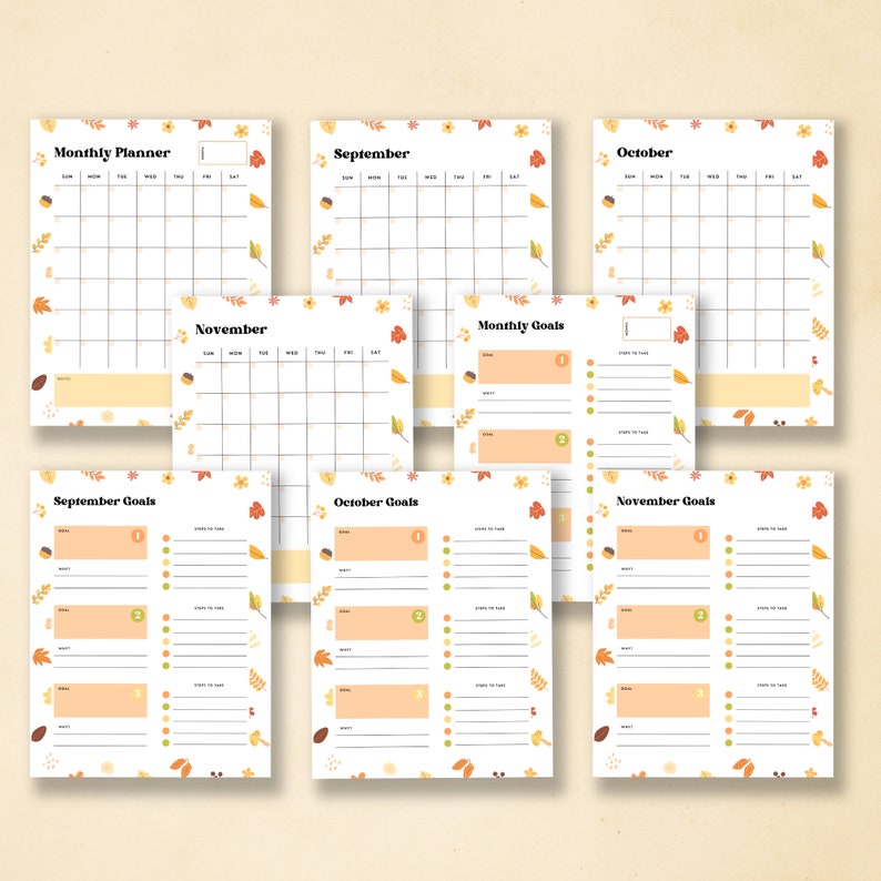 Fall Autumn Printable Planner | Printable Fall Planner | Fall ...