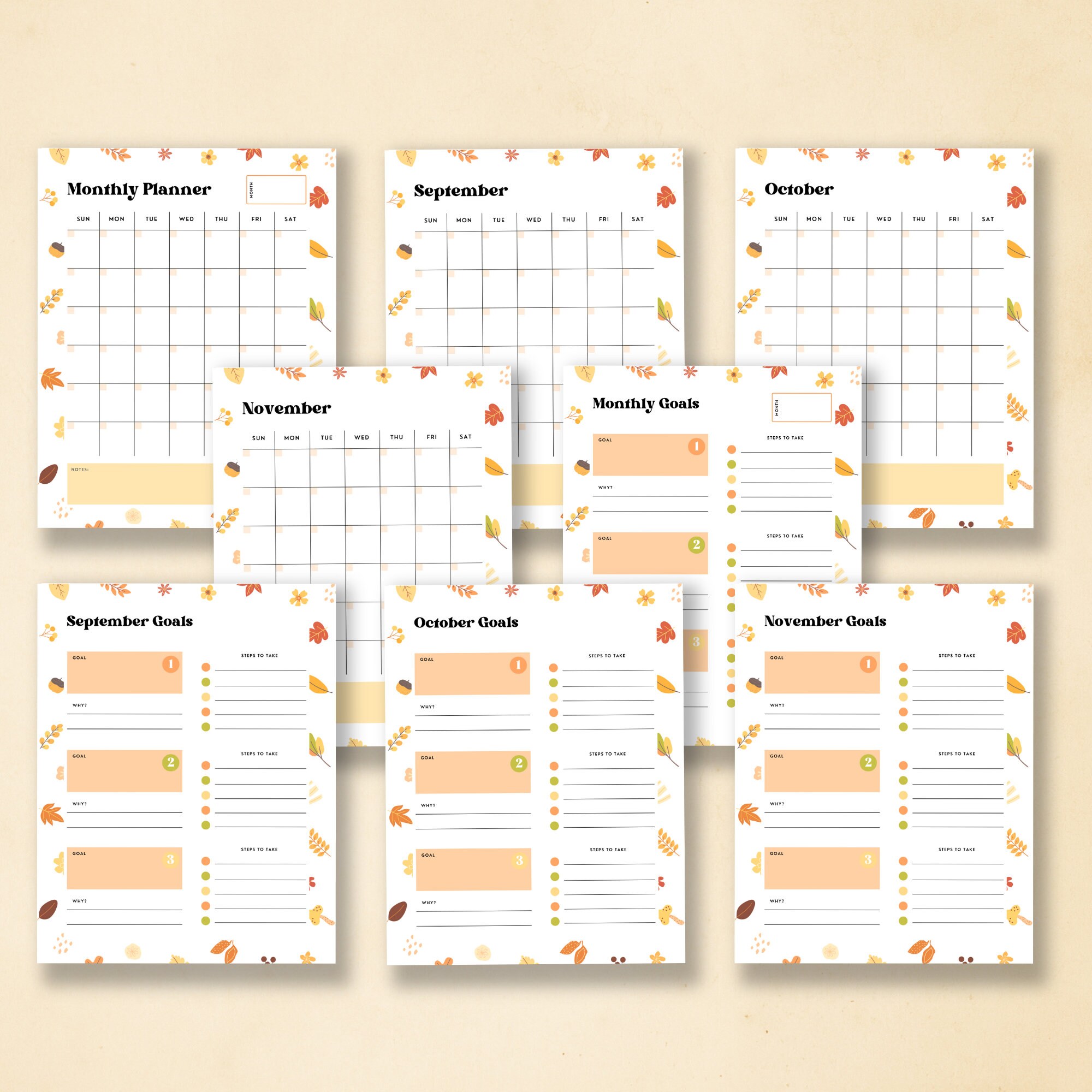 Fall Autumn Printable Planner | Printable Fall Planner | Fall ...