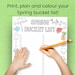 Spring Bucket List, Printable Spring Activities, Coloring Page ...