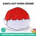 Santa Paper Crown Hat, Printable Christmas Party Hat, Winter Holiday ...