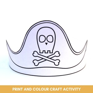 Pirate Hat Paper Crown, Printable Template, Pirate Captain Party ...