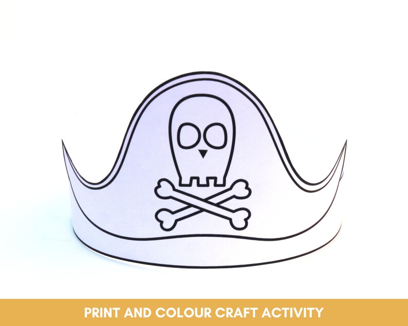 Pirate Hat Paper Crown, Printable Template, Pirate Captain Party ...