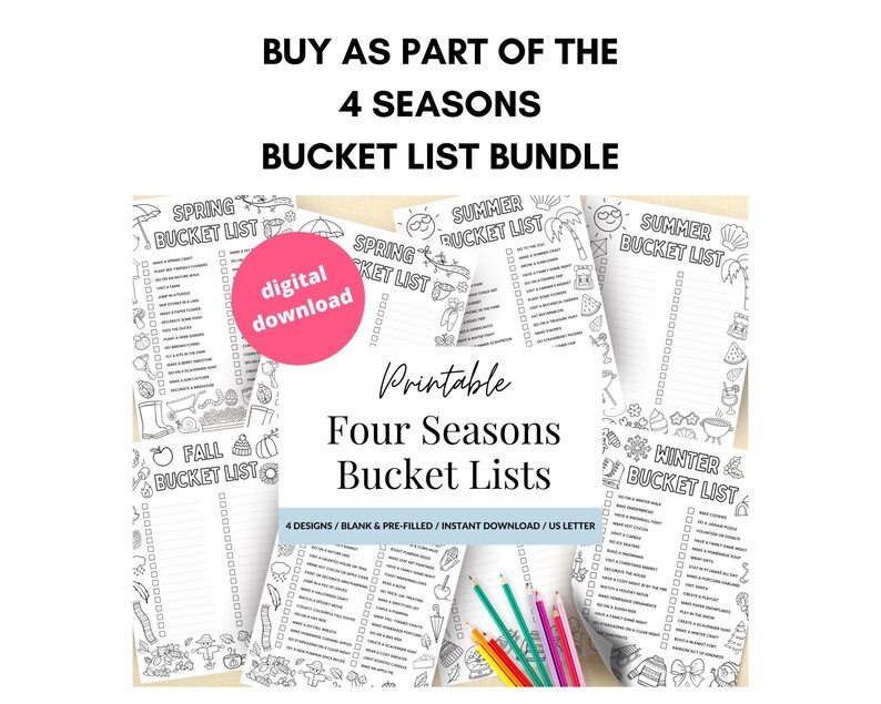 Summer Bucket List, Printable Summer Activities, Coloring Page, Holiday ...