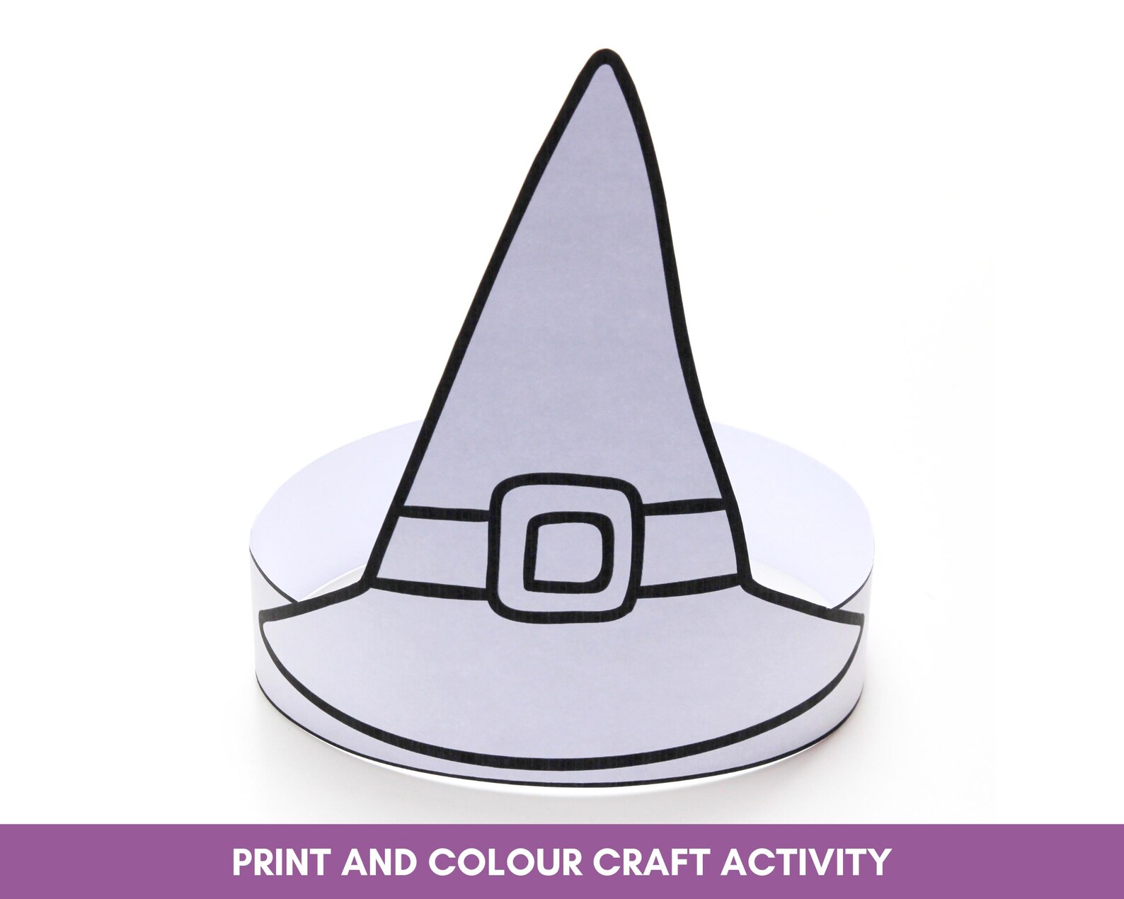 Witch Hat Paper Crown, Printable Paper Craft, Halloween Coloring Page ...