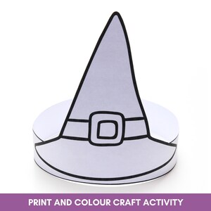 Witch Hat Paper Crown, Printable Paper Craft, Halloween Coloring Page ...