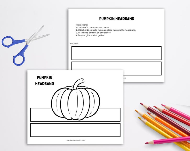 Pumpkin Headband, Halloween Paper Crown, Coloring Printable, Fall Kids ...