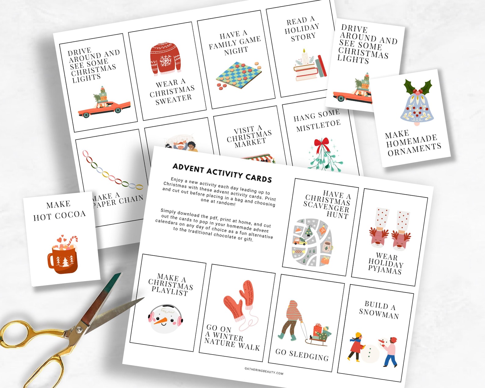 Advent Activity Cards, Printable Advent Calendar, Christmas Countdown ...