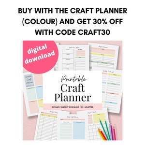 Craft Planner Printable, Greyscale, Craft Project Planner Pages ...