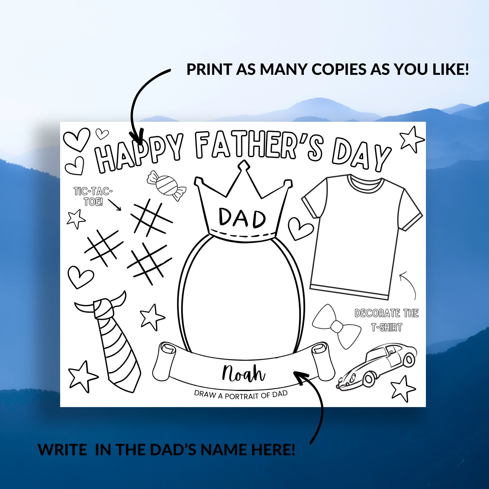 Printable Father’s Day Activity Placemats - Etsy