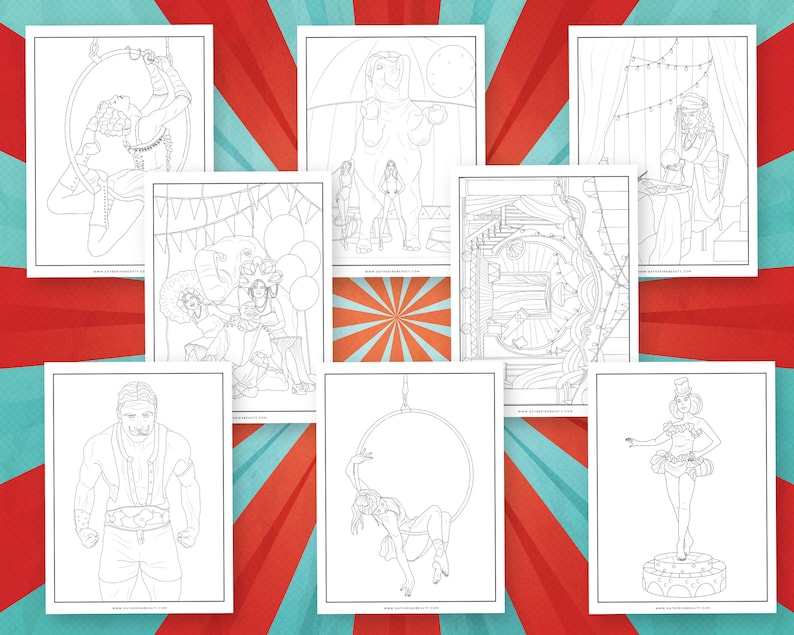Circus Coloring Pages for Adults, Circus Coloring Book, Coloring Book ...