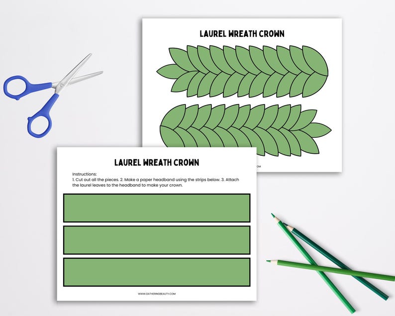 Wreath Crown, Printable Laurel Headband, Coloured Version, Craft Hat ...
