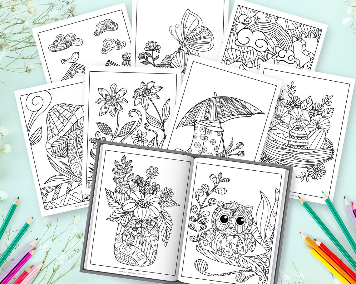 Spring Coloring Pages, Adult Coloring Sheets, Coloring Page Craft ...