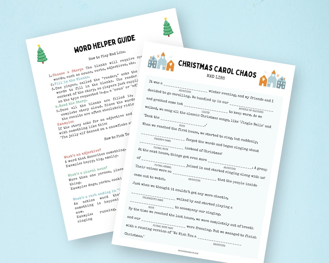 Christmas Mad Libs, Printable Game, Mad Lib PDF, Holiday Story, Fill-in ...