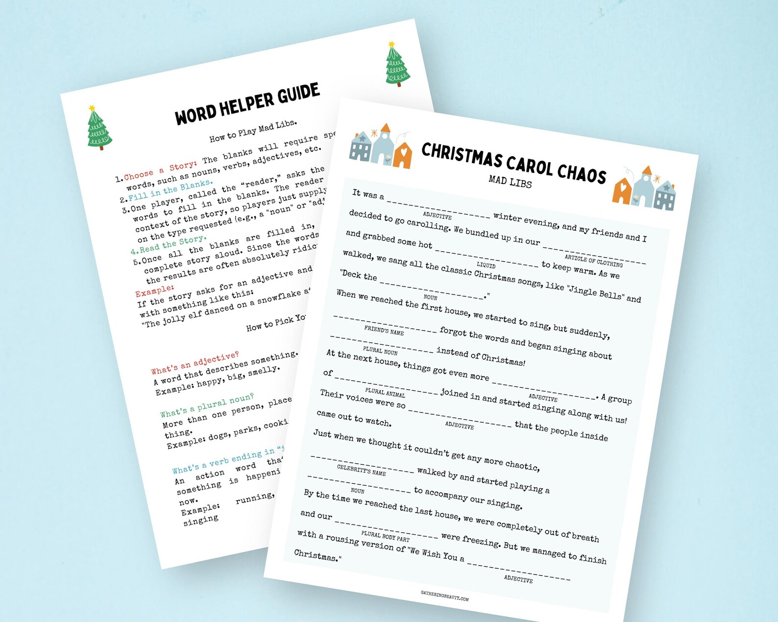 Christmas Mad Libs, Printable Game, Mad Lib PDF, Holiday Story, Fill-in ...