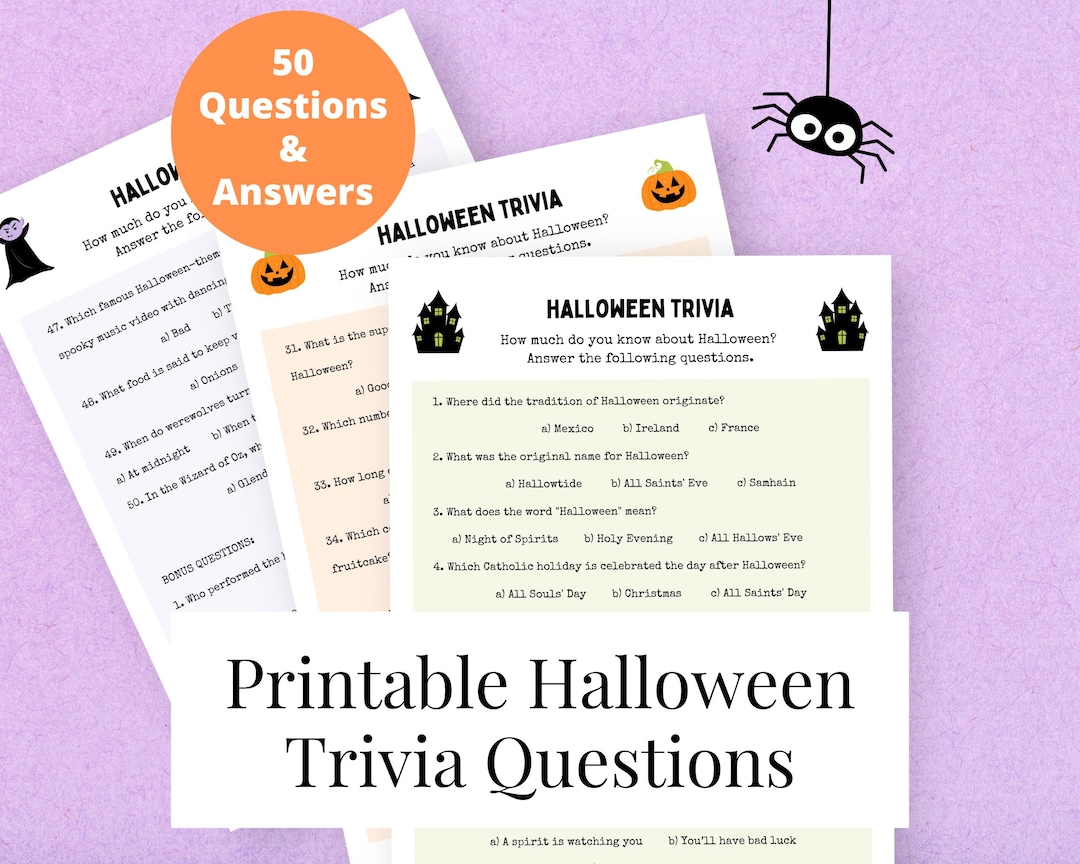 Halloween Trivia Questions, Printable Party Games, Family Game Night ...