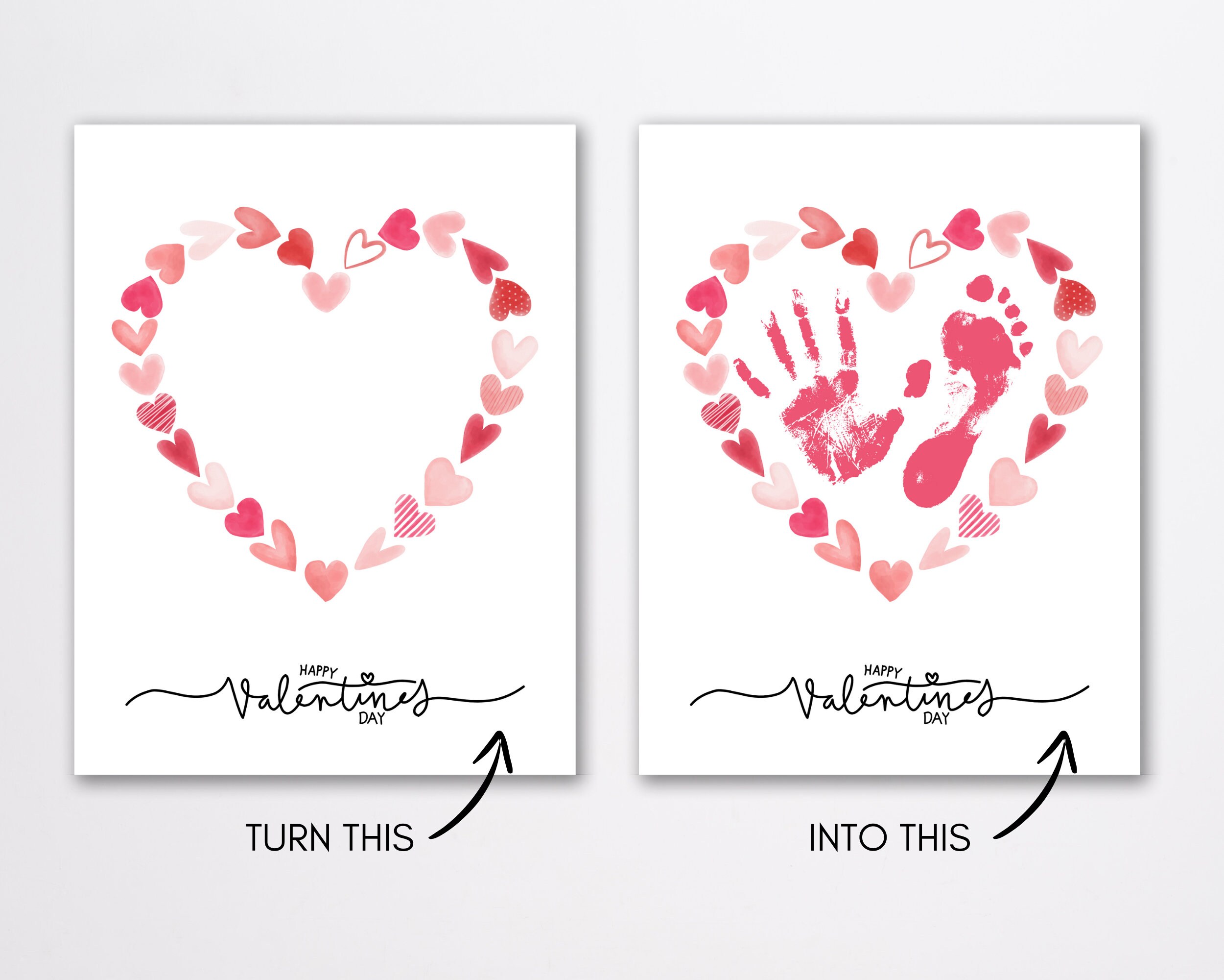 Happy Valentine's Day Handprint Craft, Wreath Handprint Craft ...
