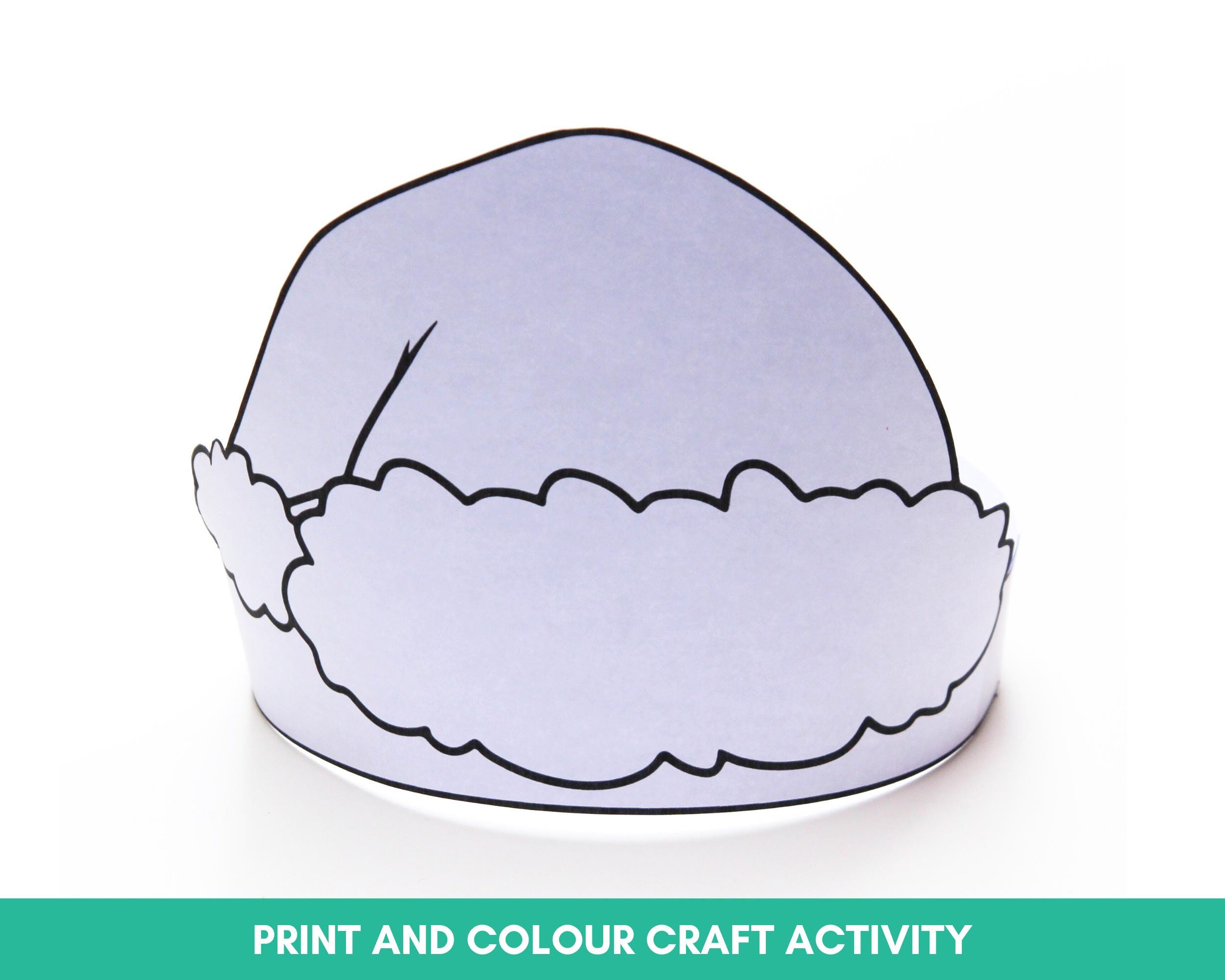 Santa Paper Crown Hat, Printable Christmas Party Hat, Winter Holiday ...