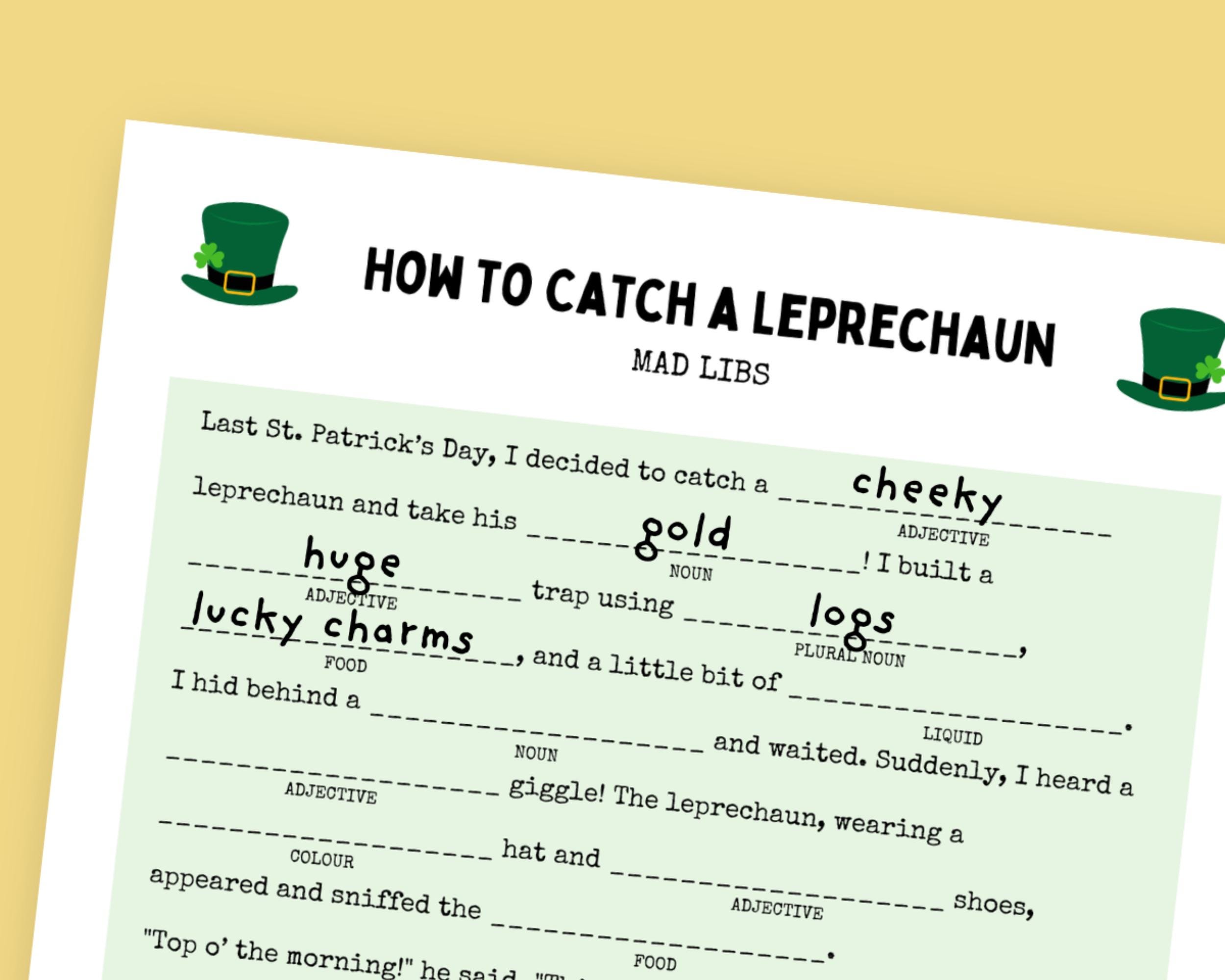 St Patrick's Day Mad Libs, Printable Game, Mad Lib PDF, Paddys Day ...