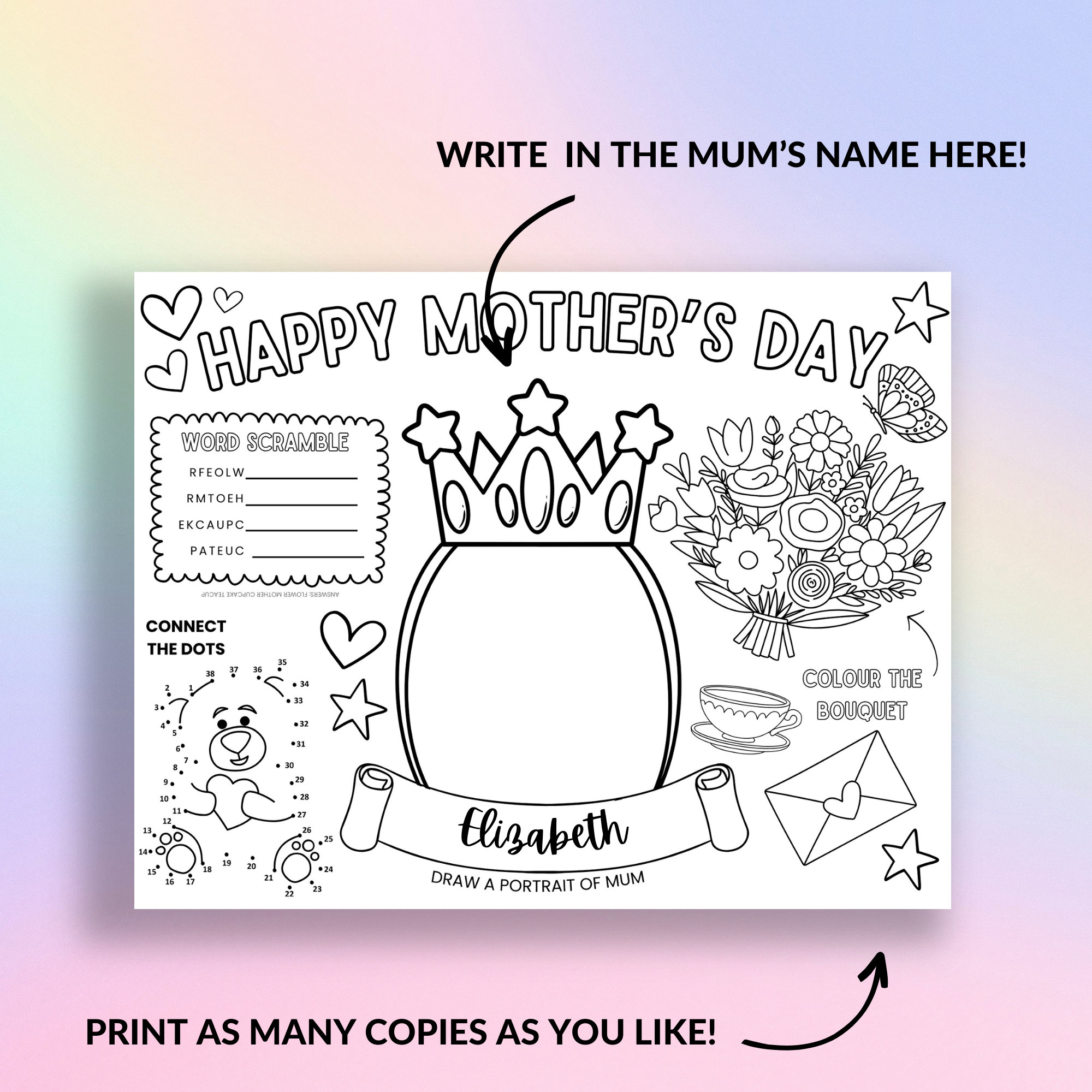 Printable Mother’s Day Activity Placemats - Etsy