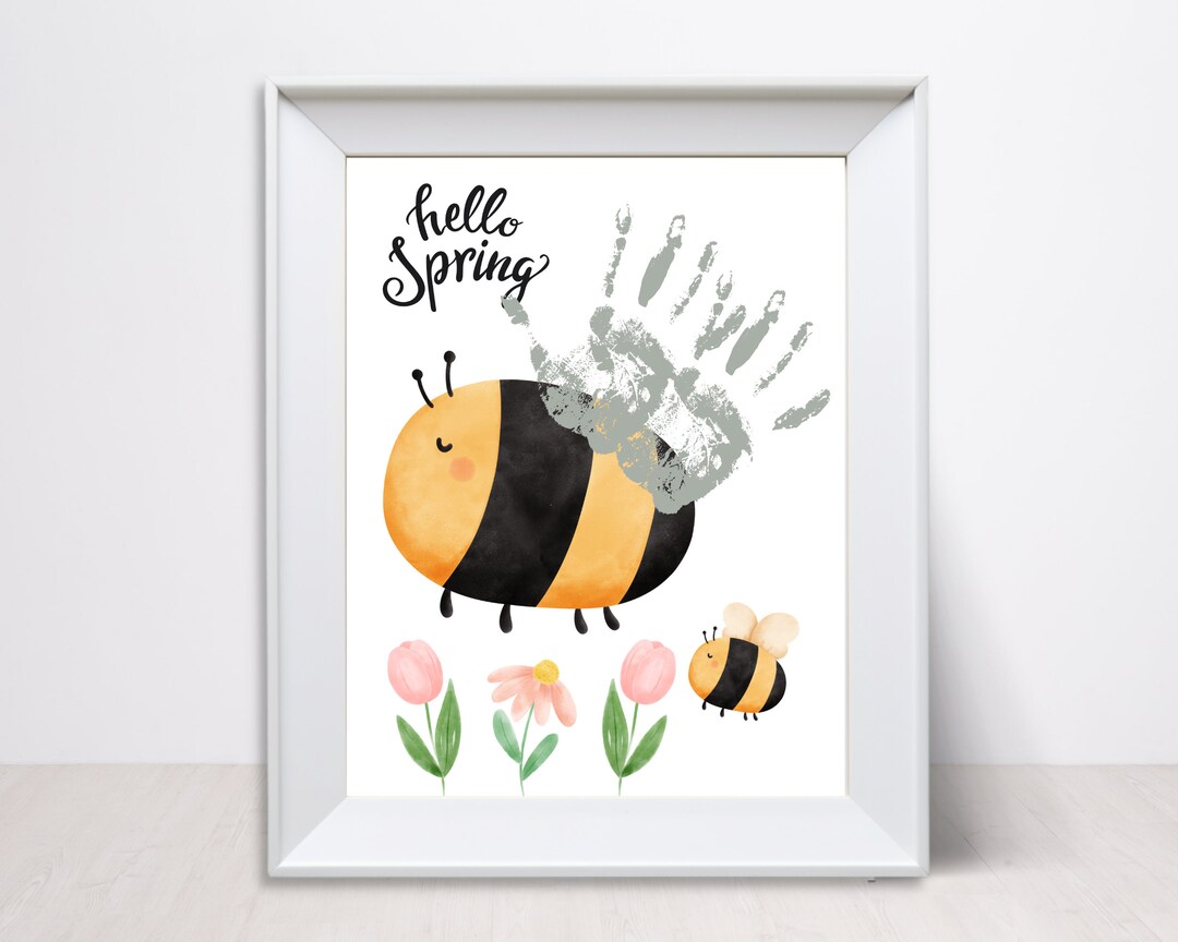 Bee Handprint Craft, Hello Spring Handprint Craft, Handprint Art, Kids ...