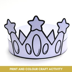 Paper Crown Craft, Princess Party Bag Filler, King Queen Hat Coloring ...