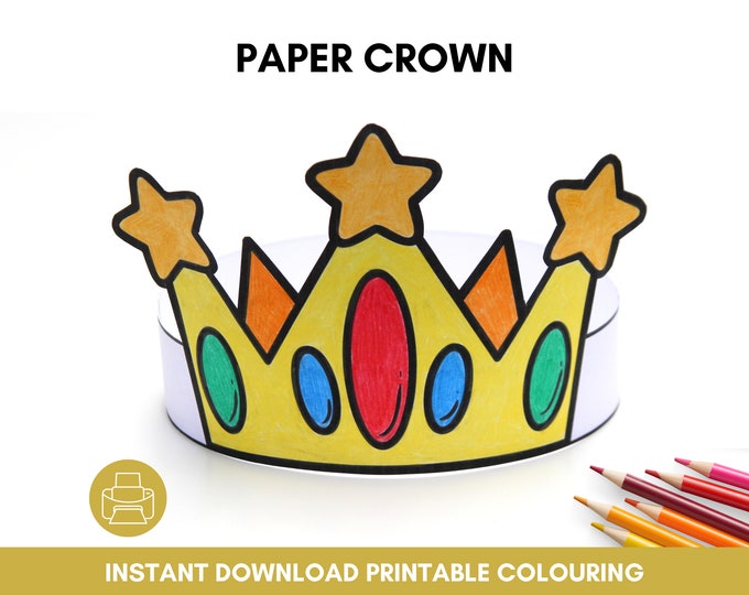 Medieval Fantasy Paper Crown Coloring Headband Knight Dragon Princess ...