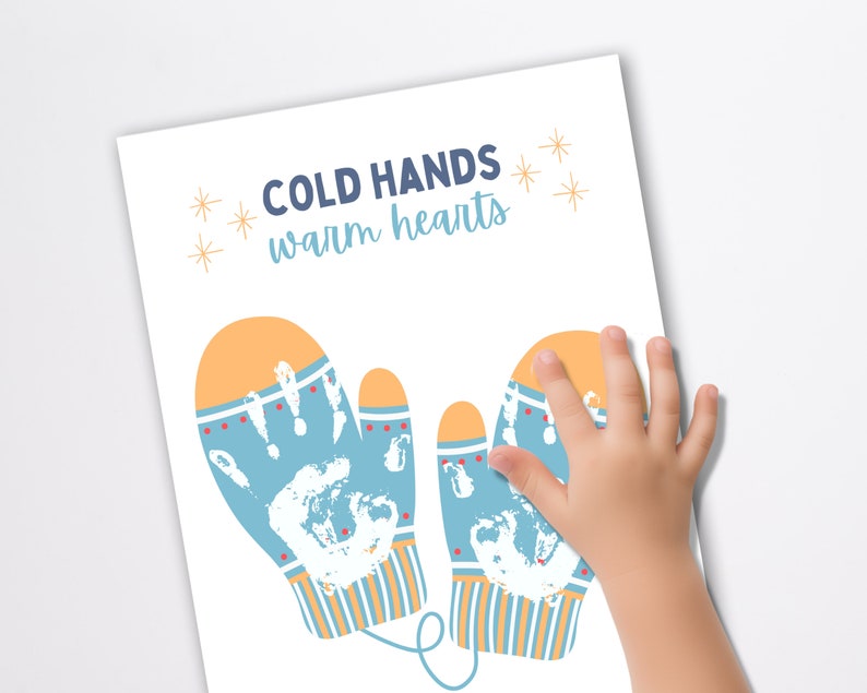 Mittens Handprint Craft, Winter Handprint Art, Christmas Handprint Art ...