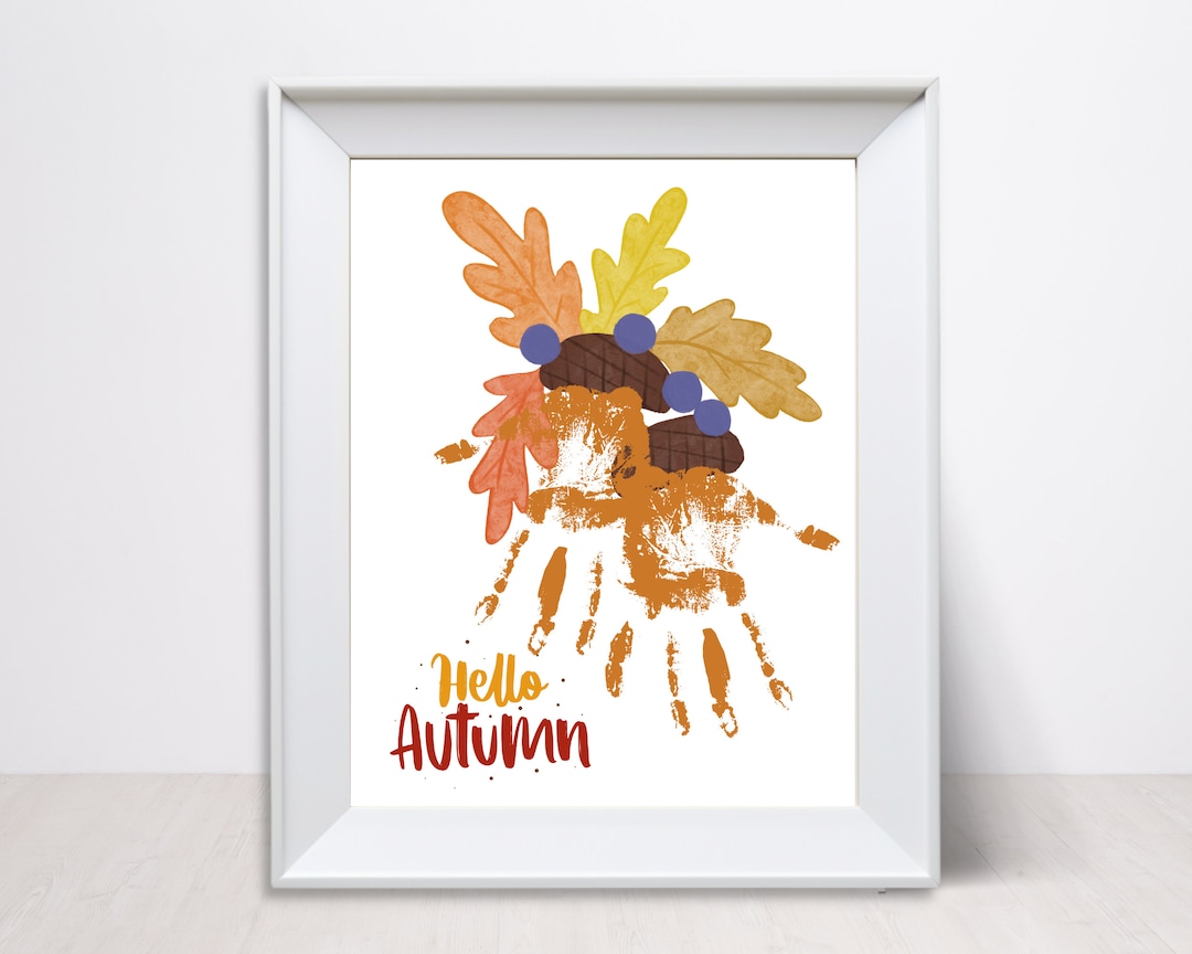 Fall Handprint Craft, Acorn Handprint Art, Fall Craft for Kids, Autumn ...