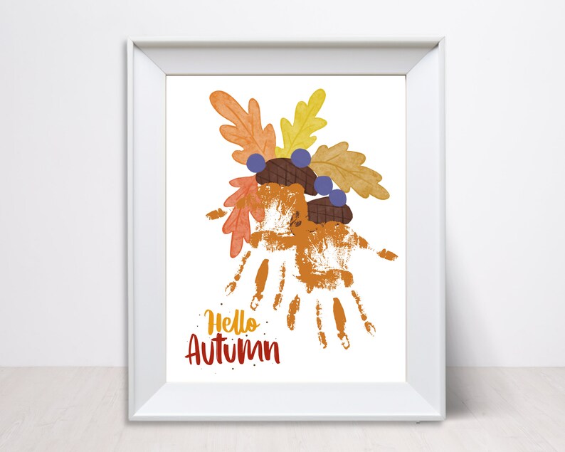Fall Handprint Craft, Acorn Handprint Art, Fall Craft for Kids, Autumn ...