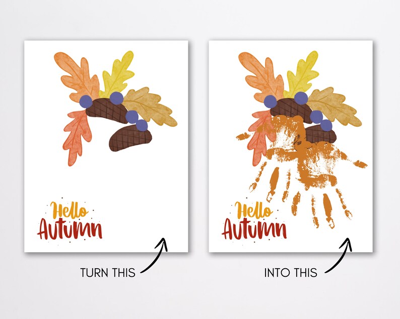 Fall Handprint Craft, Acorn Handprint Art, Fall Craft for Kids, Autumn ...