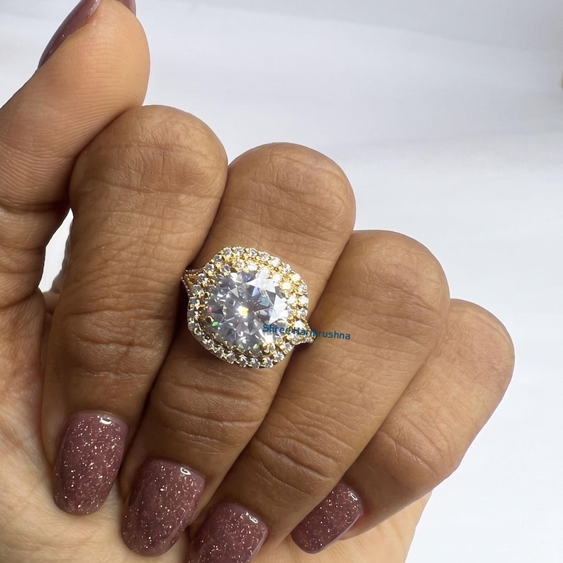 Queen’s Radiance Cushion Cut Double Halo Engagement Ring for Her - Etsy