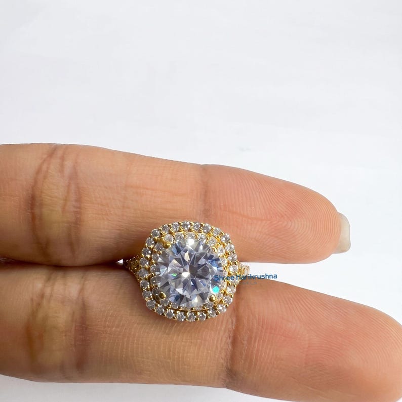 Queen’s Radiance Cushion Cut Double Halo Engagement Ring for Her - Etsy