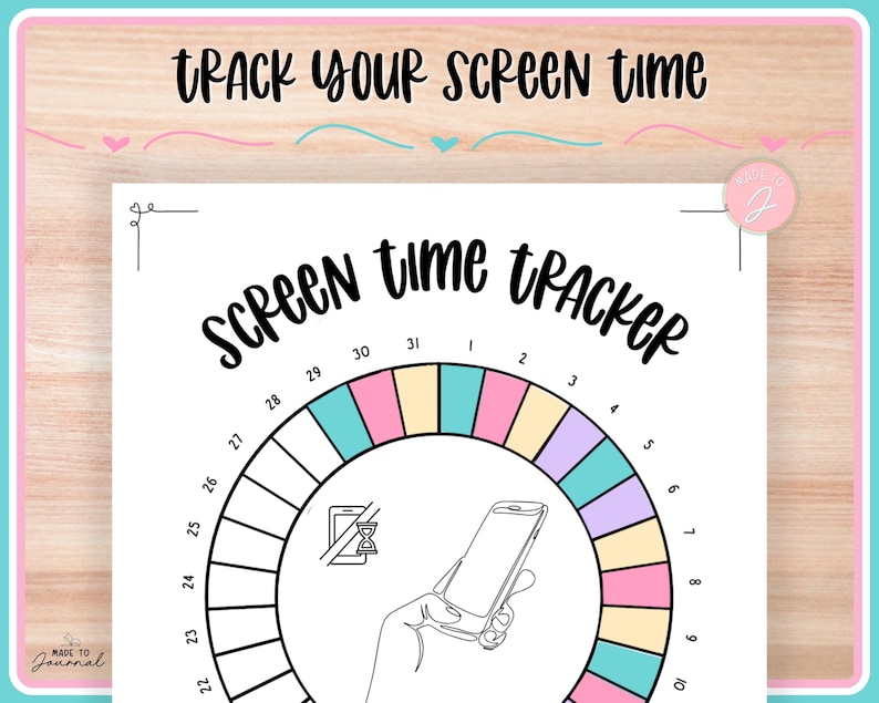 Screen Time Tracker, Printable Journal, Bullet Journaling Template ...
