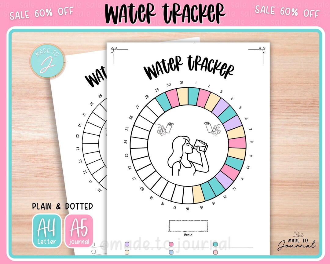 Water Tracker -printable Journal, Bullet Journaling Template, Monthly ...